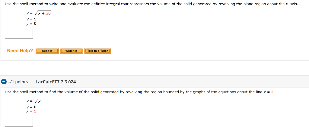 Solved Use the shell method to write and evaluate the | Chegg.com