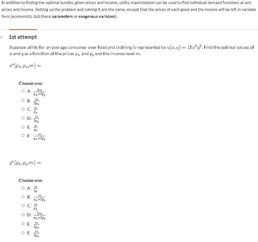 Solved In addition to finding the optimal bundles given | Chegg.com