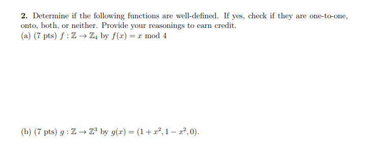 Solved 2. Determine if the following functions are | Chegg.com
