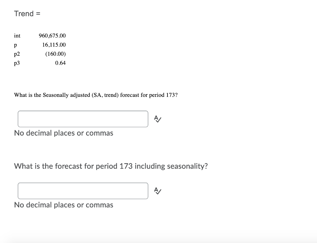 Solved Use a TSD forecasting model with the following | Chegg.com