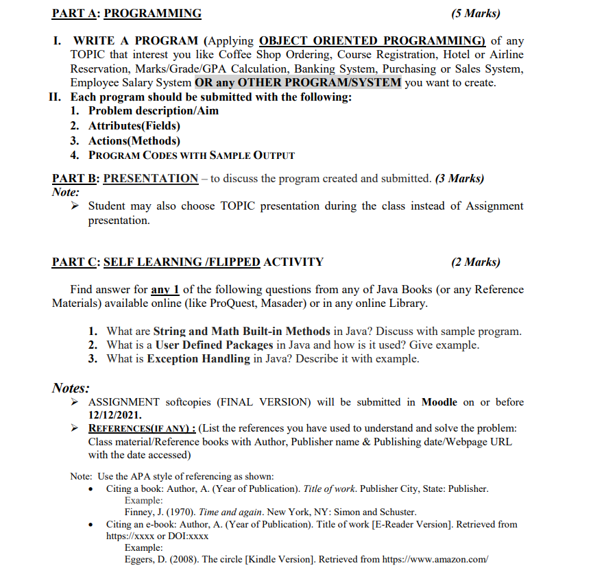 Solved PART A: PROGRAMMING (5 Marks) I. WRITE A PROGRAM | Chegg.com