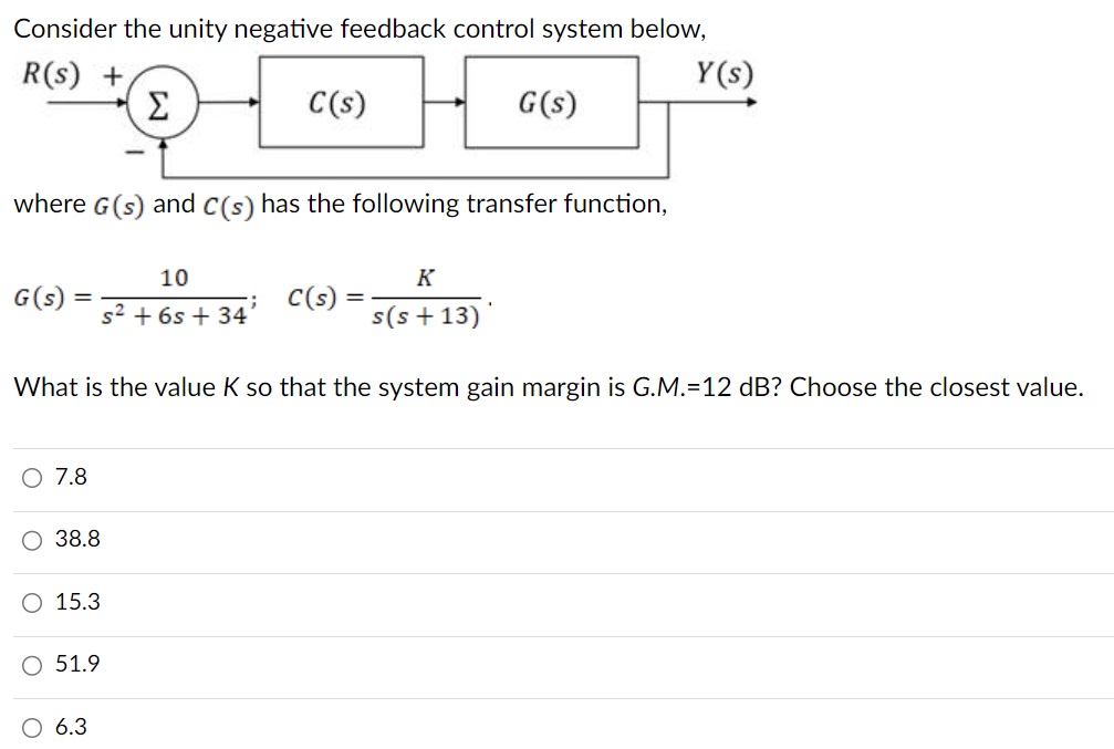 Solved Consider the unitv negative feedback control svstem | Chegg.com