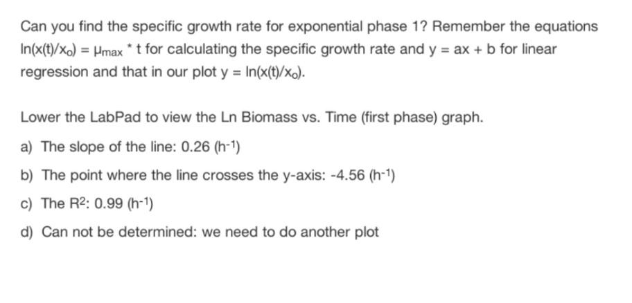 Solved Can you find the specific growth rate for exponential | Chegg.com