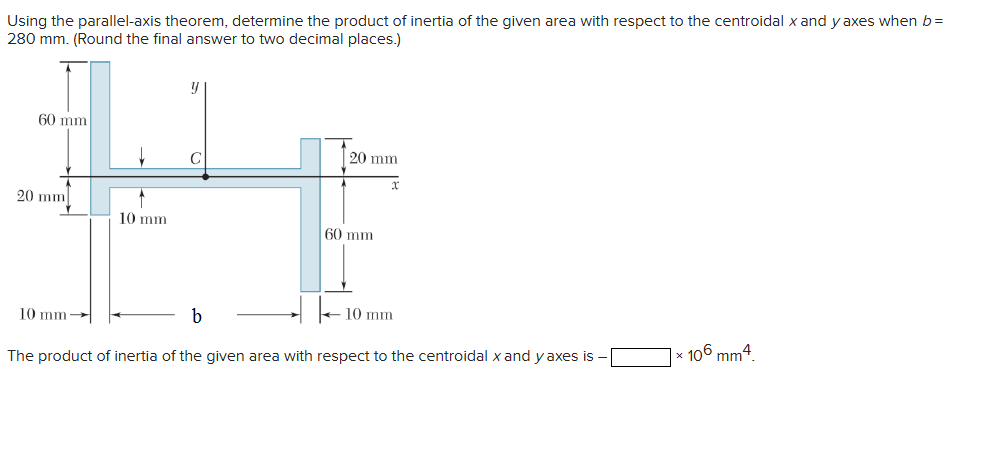 [Solved]: Using the parallel-axis theorem, determine the pro