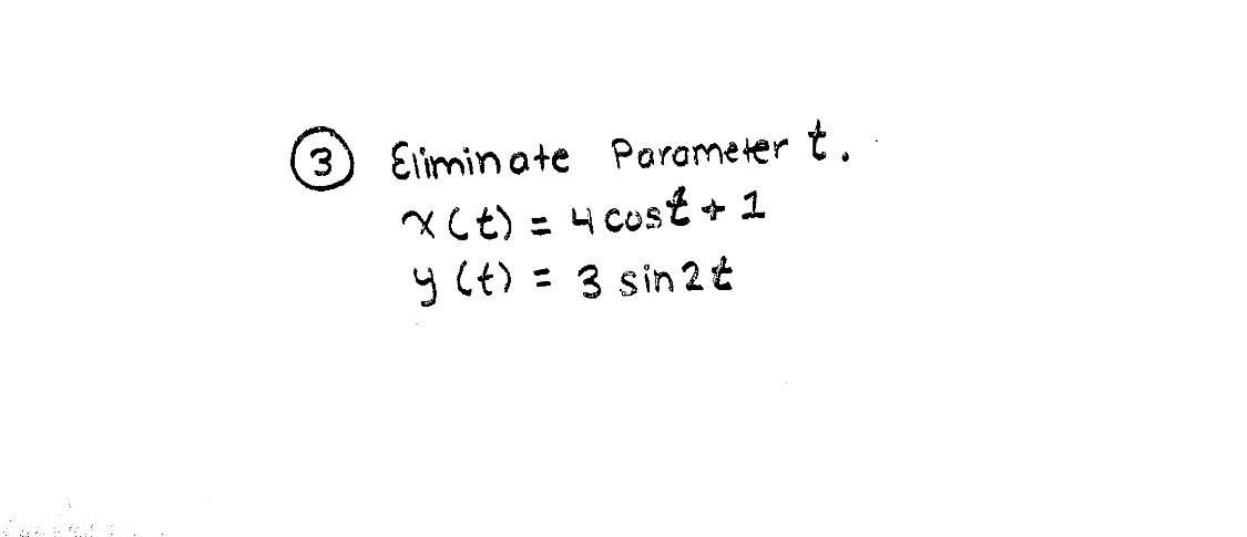 Solved 3 Eliminate Parameter t. Ct) : 4 cost + 1 y(t) = 3 | Chegg.com