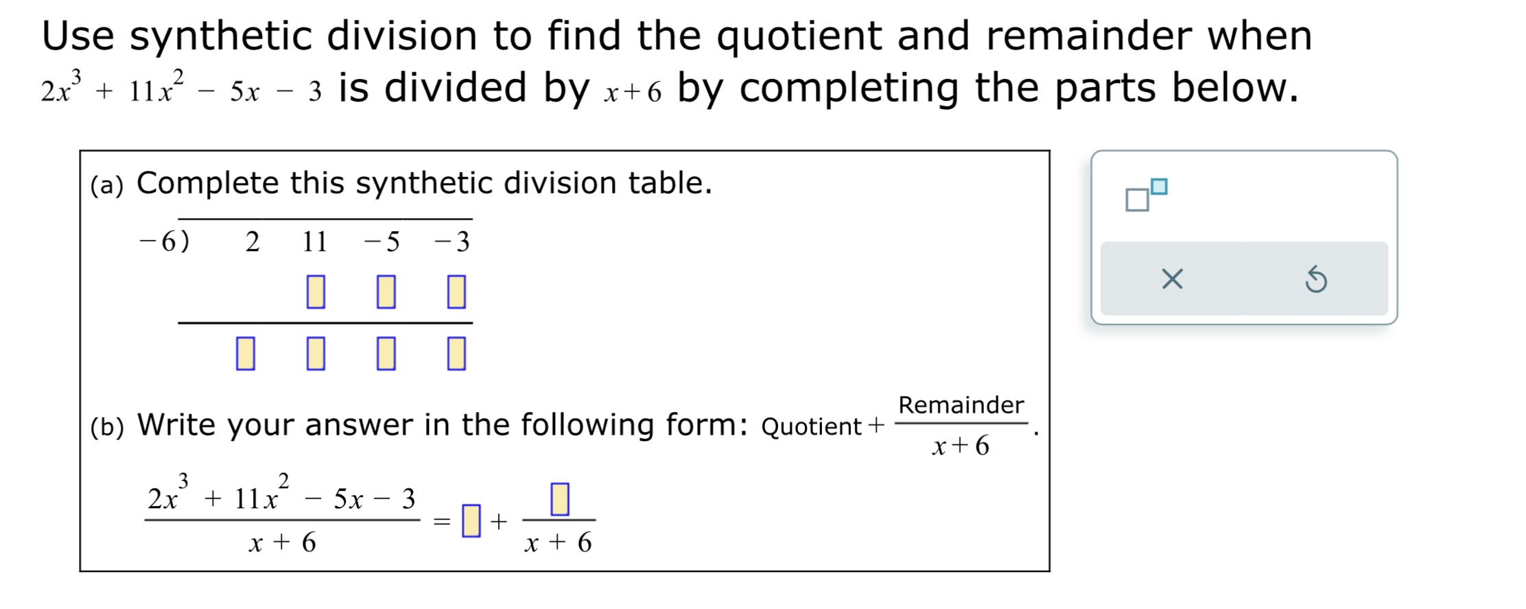 Solved Use synthetic division to find the quotient and | Chegg.com