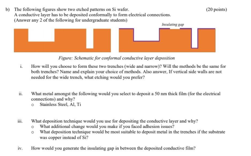 Solved (20 points) b) The following figures show two etched | Chegg.com