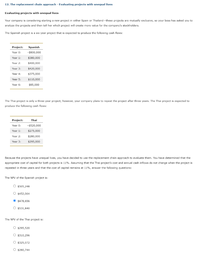 Solved 12. The replacement chain approach - Evaluating | Chegg.com