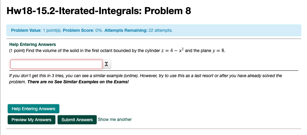 Solved Hw18-15.2-lterated-Integrals: Problem 8 Problem | Chegg.com