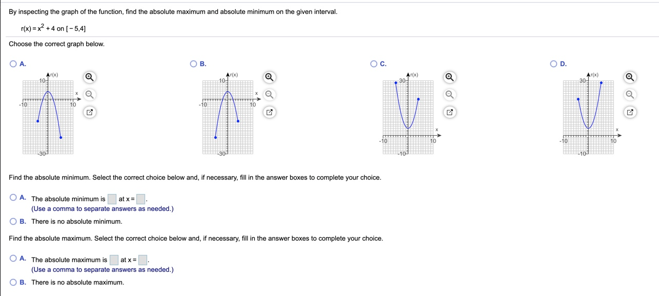 Solved By inspecting the graph of the function, find the | Chegg.com