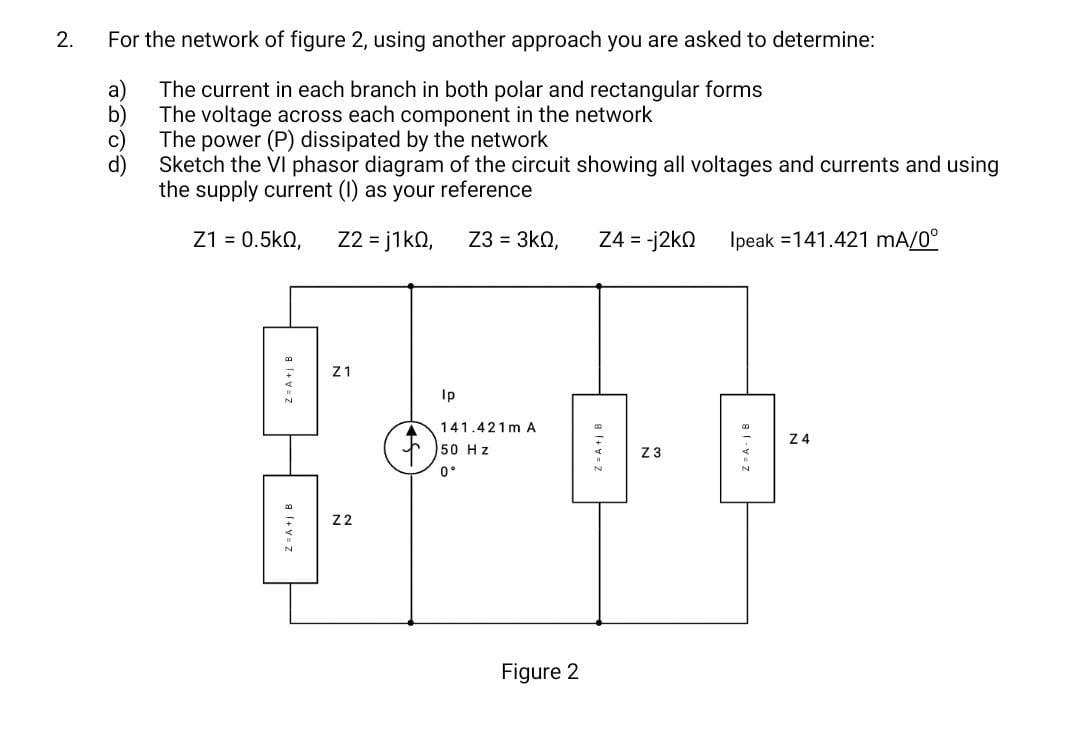 Solved 2. For the network of figure 2, using another | Chegg.com