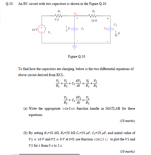 Solved Q.10 An RC circuit with two capacitors is shown in | Chegg.com