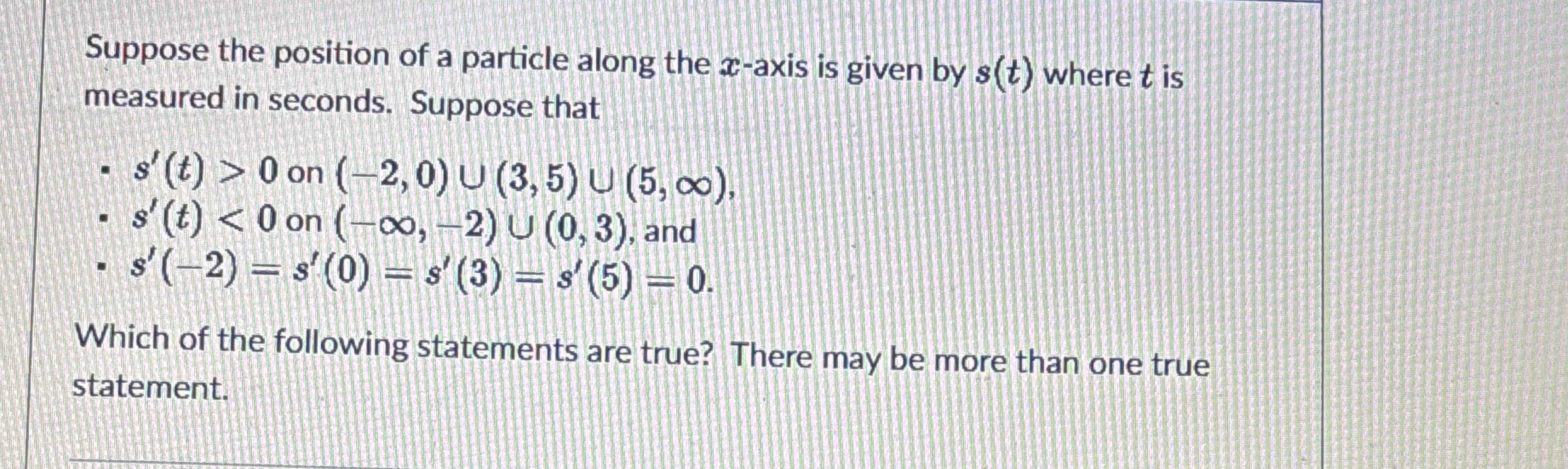 Solved Suppose the position of a particle along the x-axis | Chegg.com