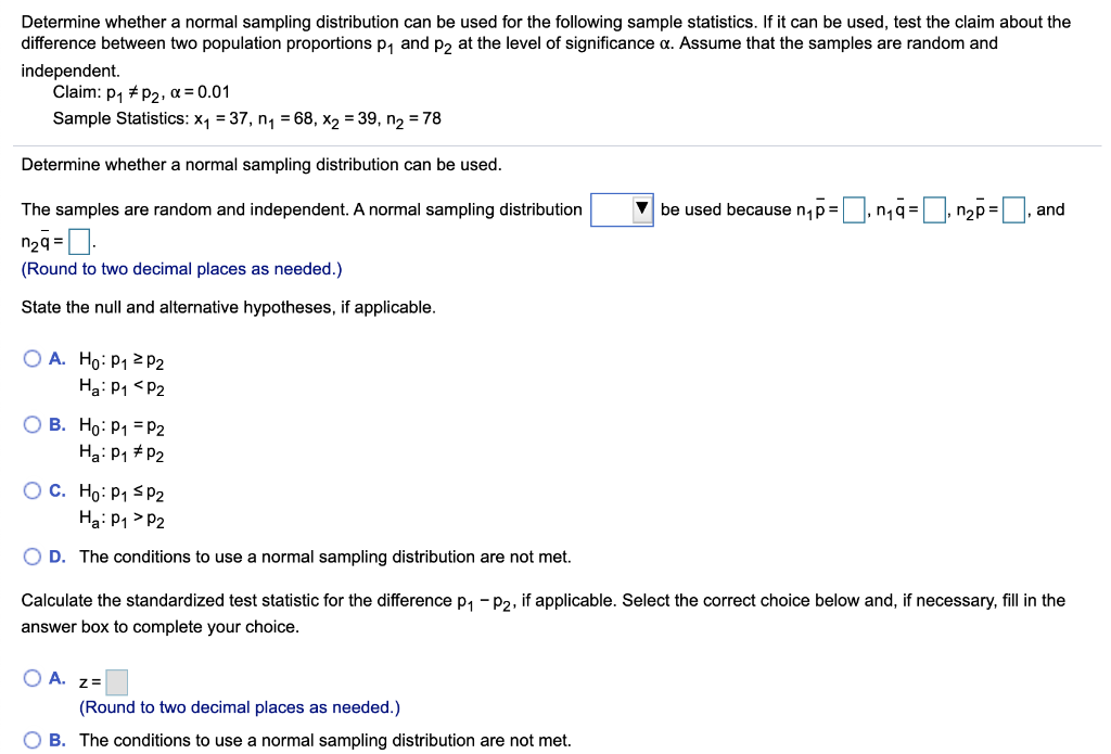 Solved Determine whether a normal sampling distribution can | Chegg.com