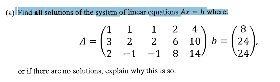 Solved Find all solutions ofthe system of linear equations | Chegg.com