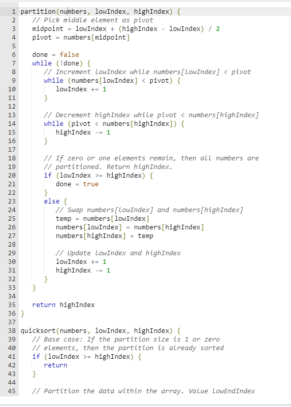 Solved 13.9 Quicksort Lab Write a C++ program that | Chegg.com