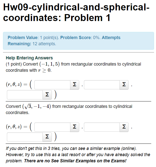 Solved Hw09-cylindrical-and-spherical- coordinates: Problem | Chegg.com