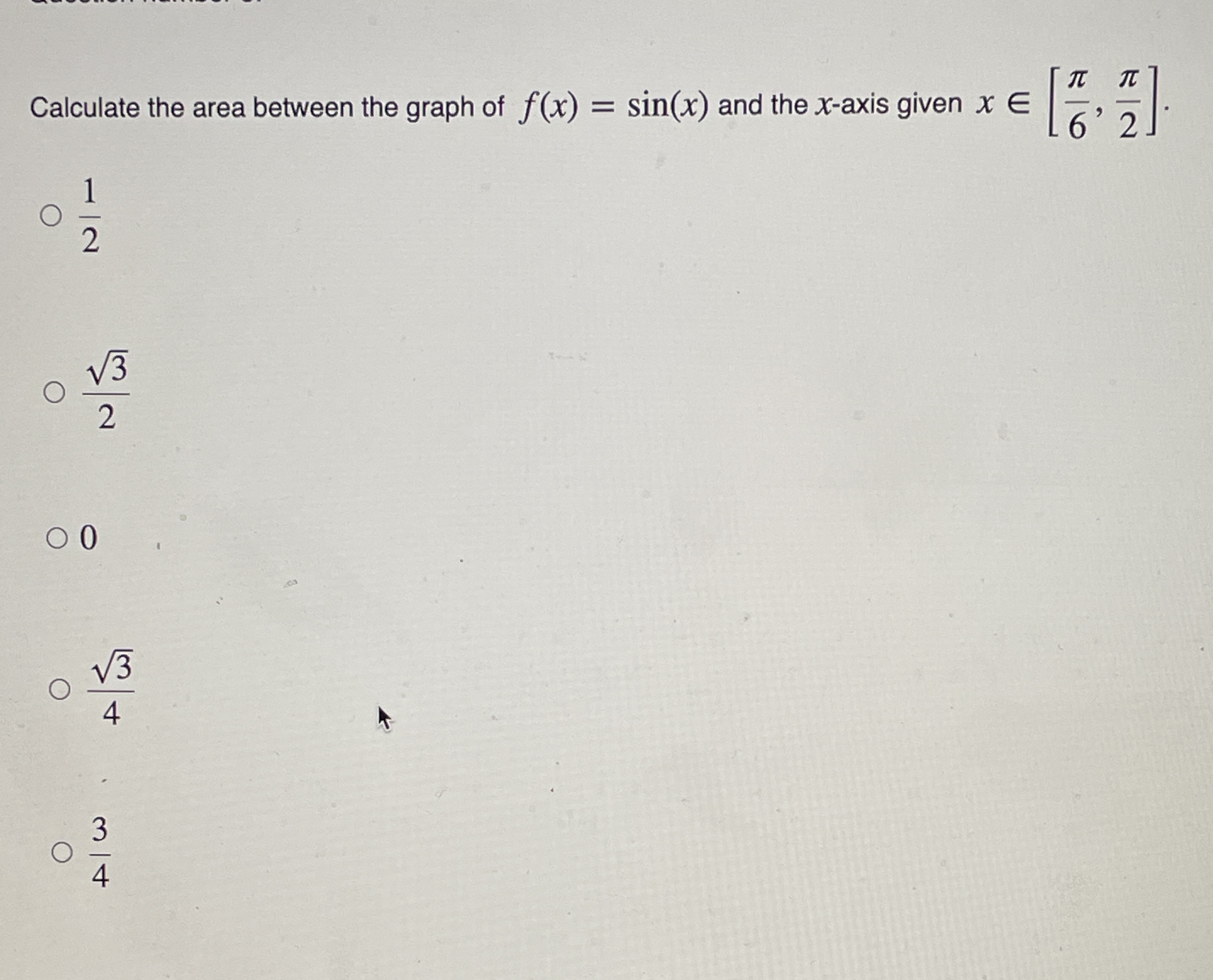 Solved Calculate the area between the graph of f(x)=sin(x) | Chegg.com