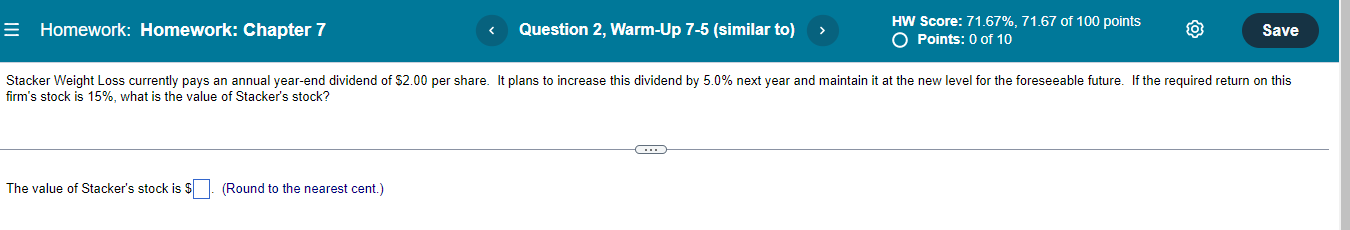 Solved Homework Homework Chapter 7 Question 2 Warm Up