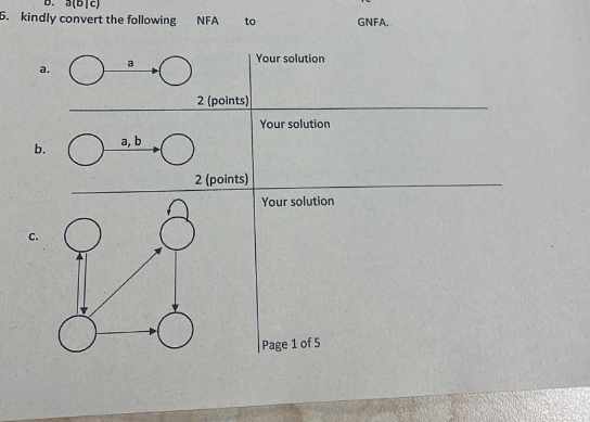 Solved 6. kindly convert the following NFA to GNFA. a. Your | Chegg.com
