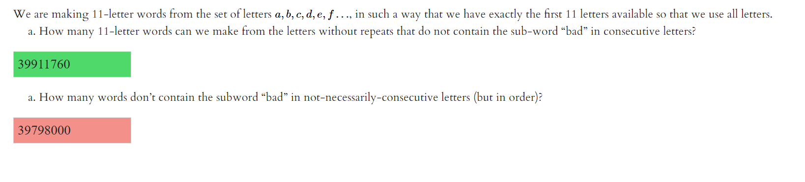 Solved We are making 11-letter words from the set of letters | Chegg.com