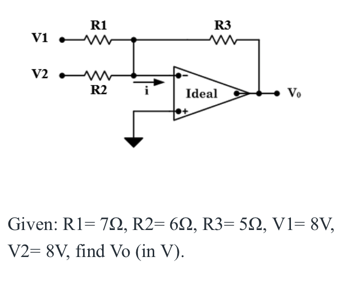 Solved Given: R1=7Ω,R2=6Ω,R3=5Ω,V1=8V,V2=8V, ﻿find | Chegg.com