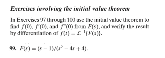 Solved Exercises involving the initial value theorem In | Chegg.com