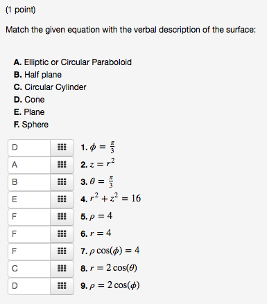 Solved (1 point) Match the given equation with the verbal | Chegg.com