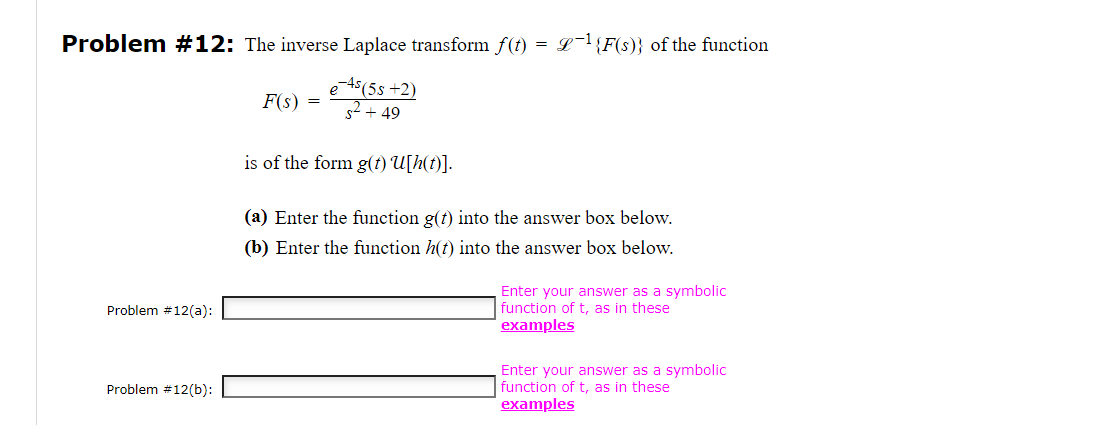 Solved Problem # 12: The inverse Laplace transform | Chegg.com
