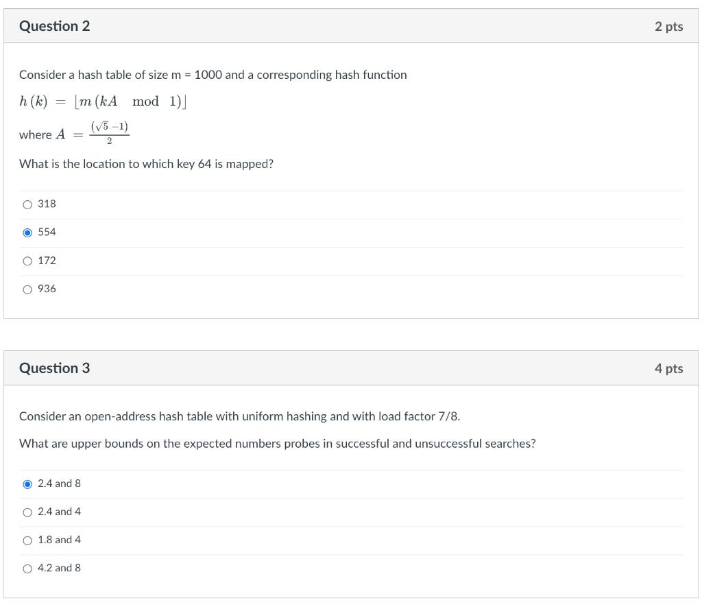 Solved Consider a hash table of size m=1000 and a | Chegg.com