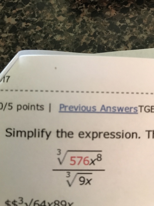 Solved Simplify the expression. 3 Squareroot 576 x^8/3 | Chegg.com