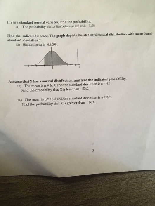Solved If z is a standard normal variable, find the | Chegg.com