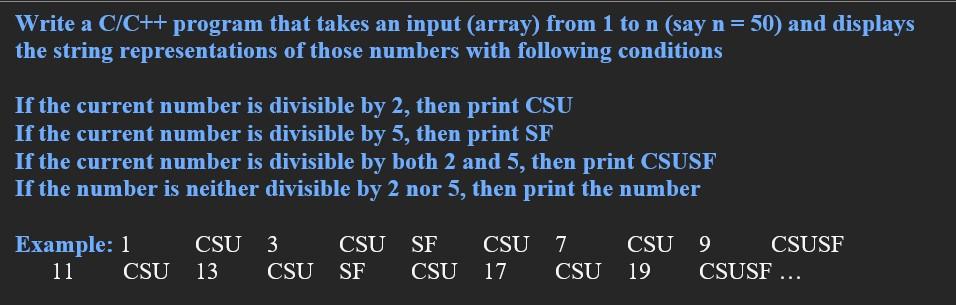 Solved Write a C/C++ program that takes an input (array) | Chegg.com