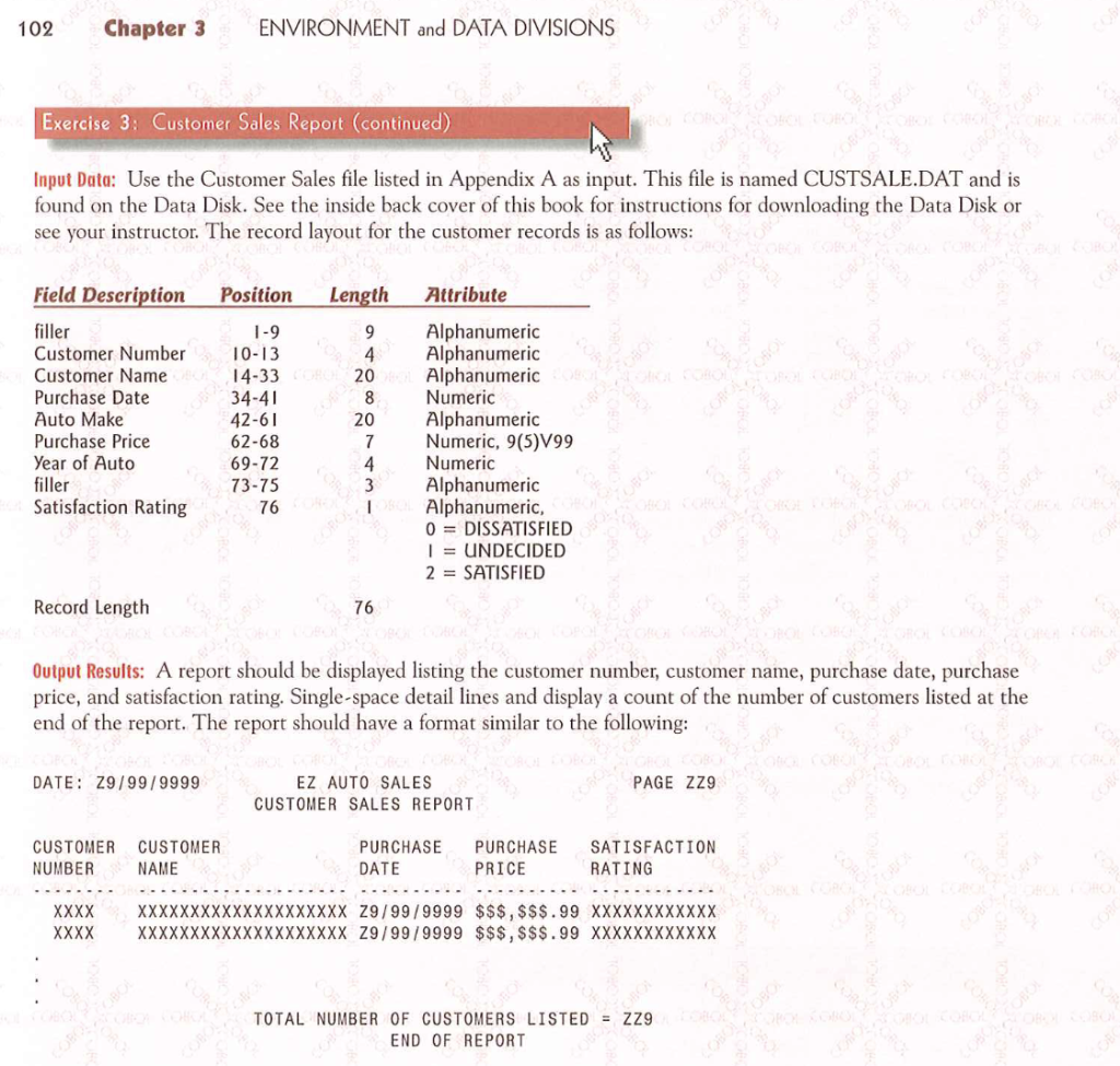 Solved Purpose : Design and code a Cobol program and to | Chegg.com