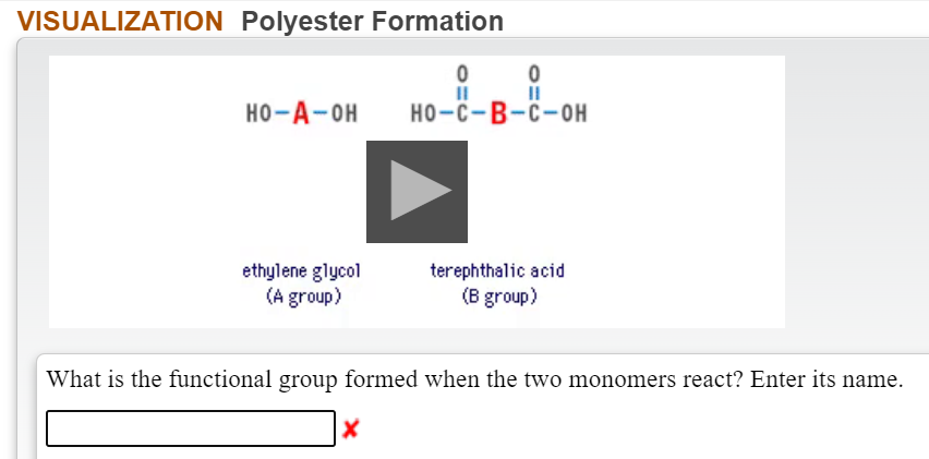 Solved VISUALIZATION Polyester Formation 0 0 II 11 | Chegg.com