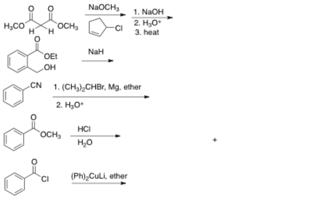 Solved NaOCHE Насо OCH3 H 1. NaOH 2. H20 3. heat CI Nah OE | Chegg.com
