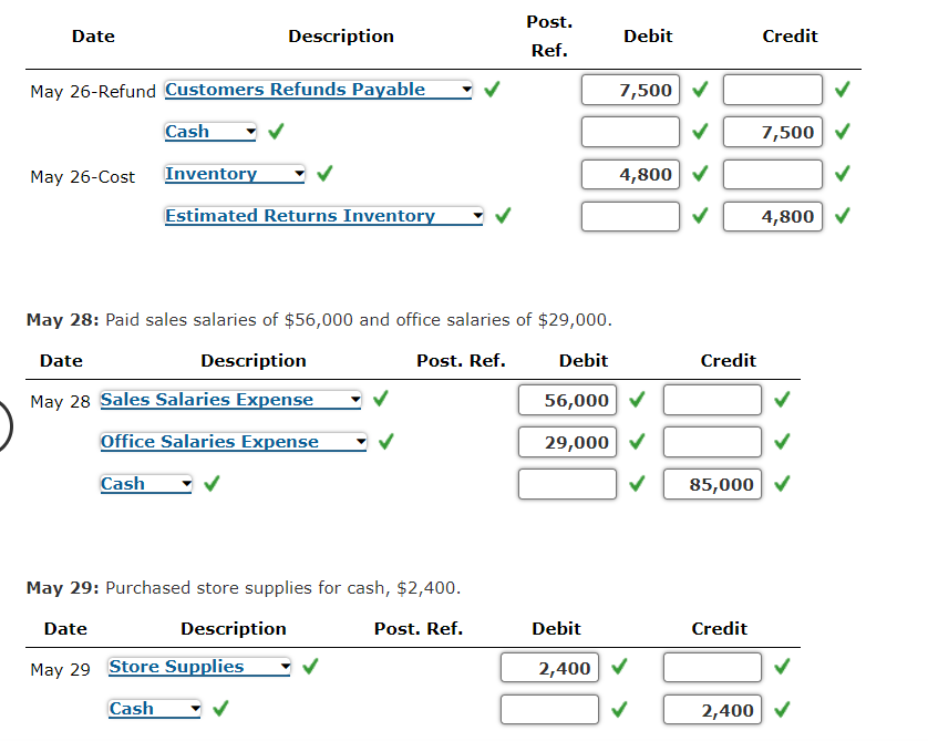 Solved May 13: Paid for merchandise purchased on May 3. May | Chegg.com