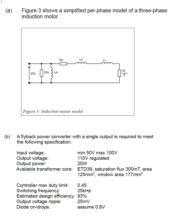 (a) Figure 3 shows a simplified per-phase model of a | Chegg.com