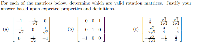 Solved For each of the matrices below, determine which are | Chegg.com