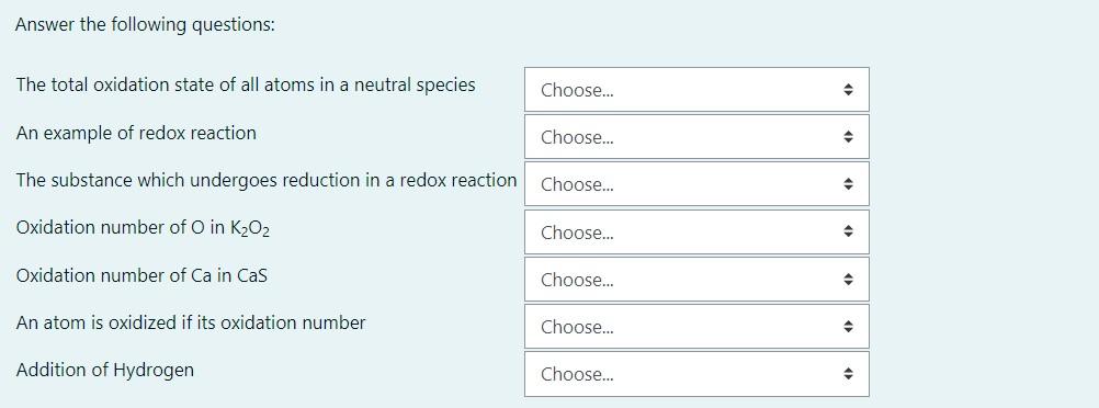 Solved Answer the following questions: The total oxidation | Chegg.com