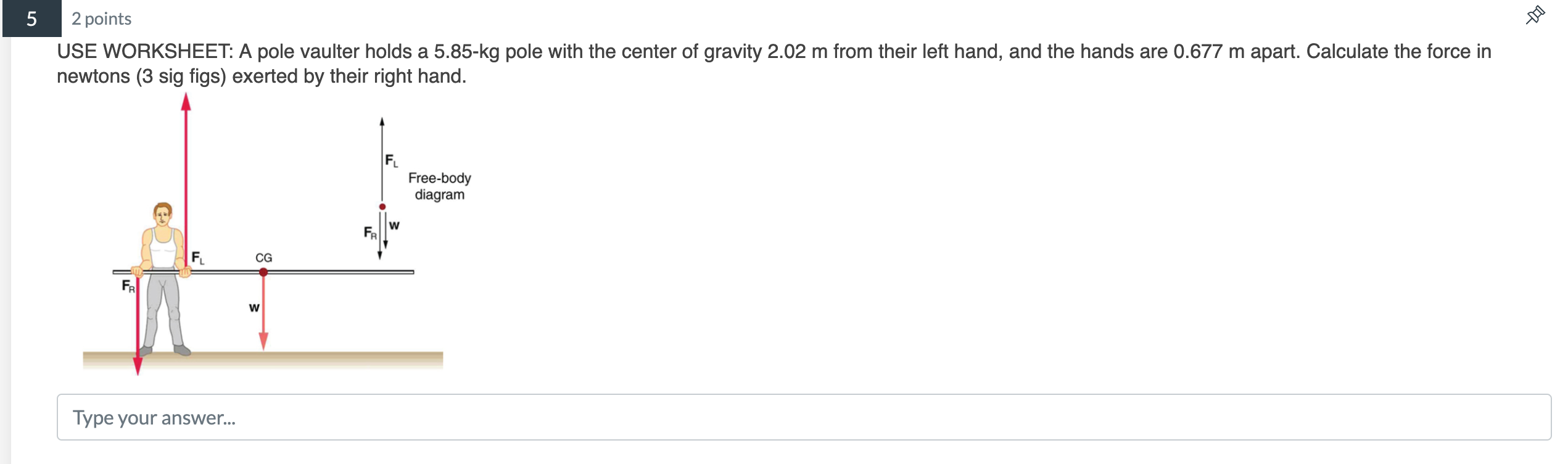 Solved USE WORKSHEET: A pole vaulter holds a 5.85-kg pole | Chegg.com