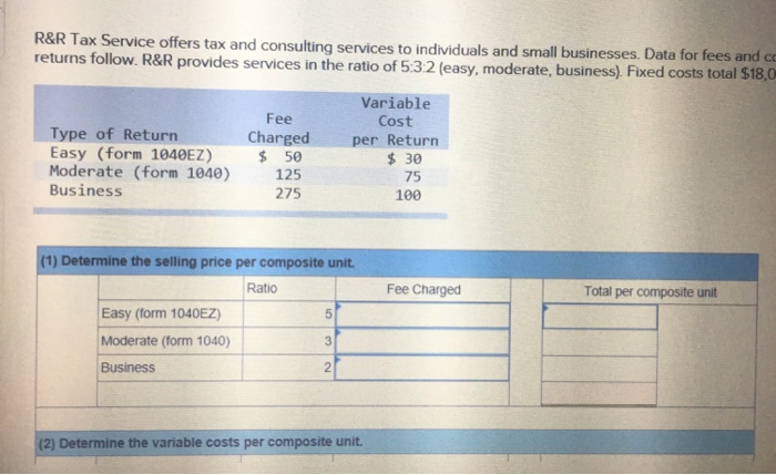 Solved R&R Tax Service offers tax and consulting services to | Chegg.com