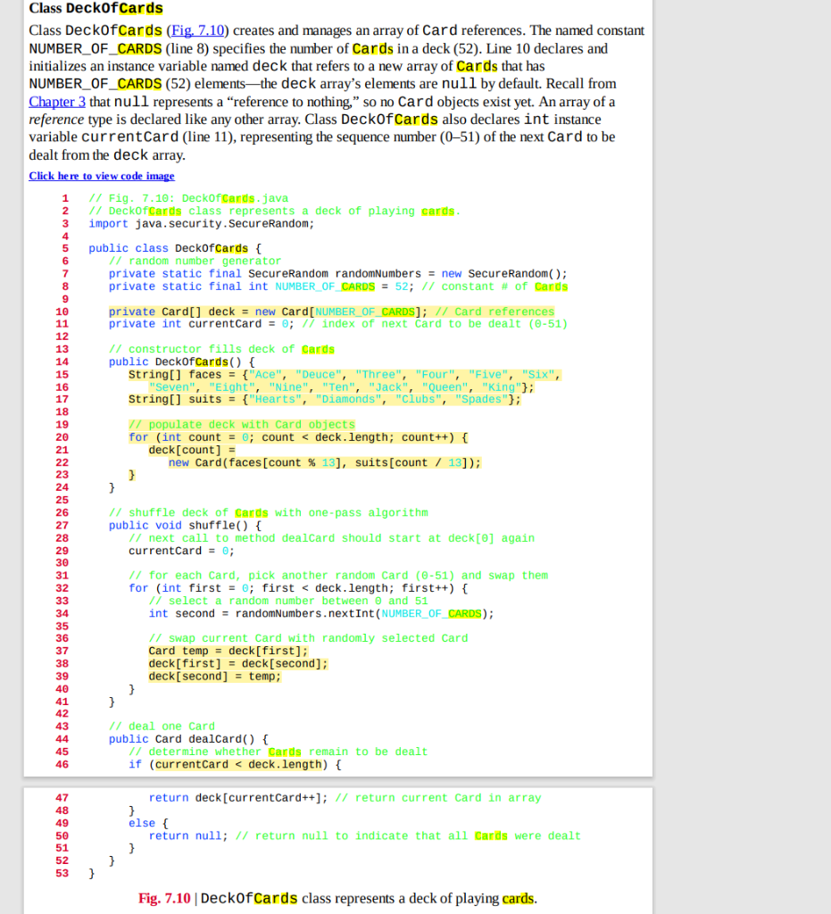 Card Shuffling And Dealing Using The Code In The Book