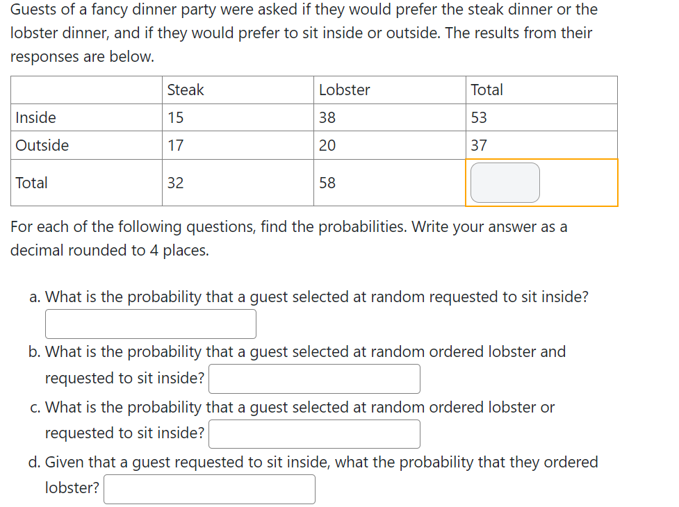 Solved Guests of a fancy dinner party were asked if they | Chegg.com