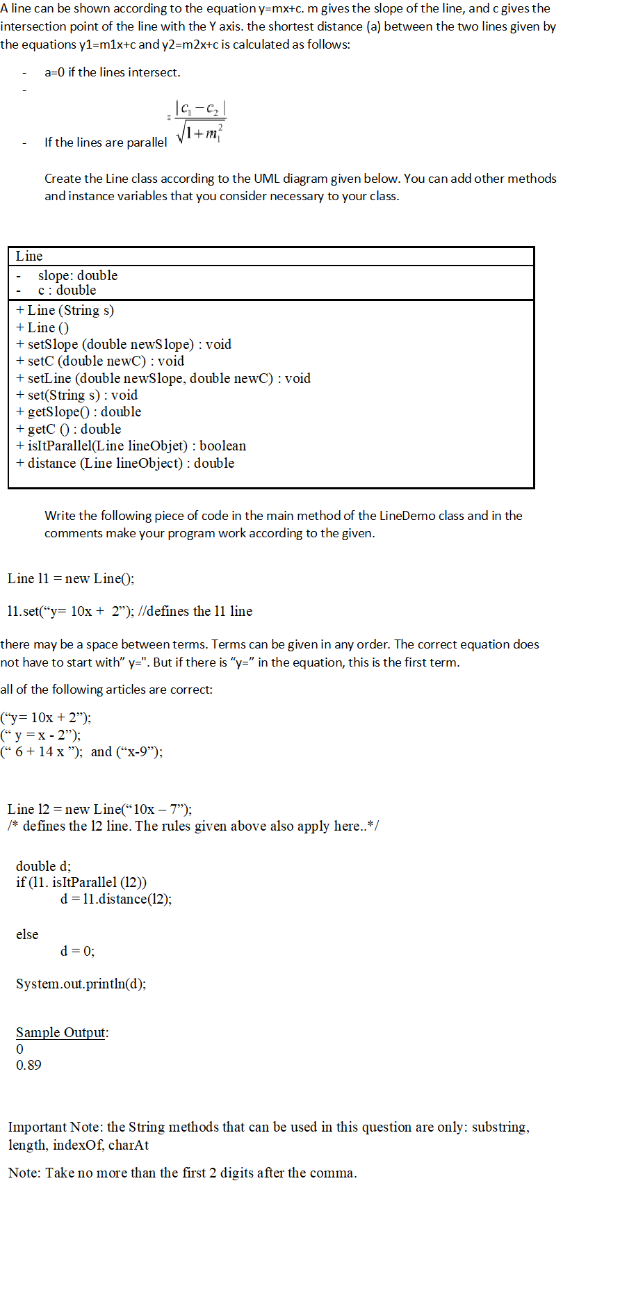 Solved A line can be shown according to the equation y=mx+c. | Chegg.com