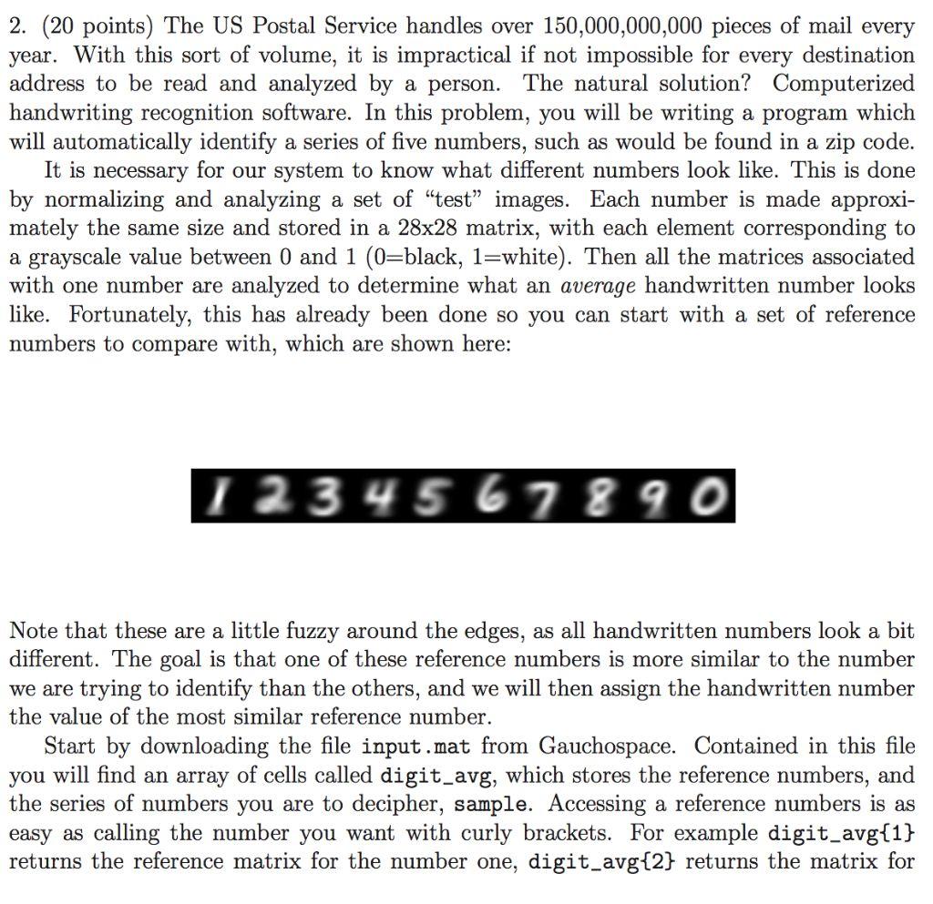 Solved 2. (20 points) The US Postal Service handles over | Chegg.com