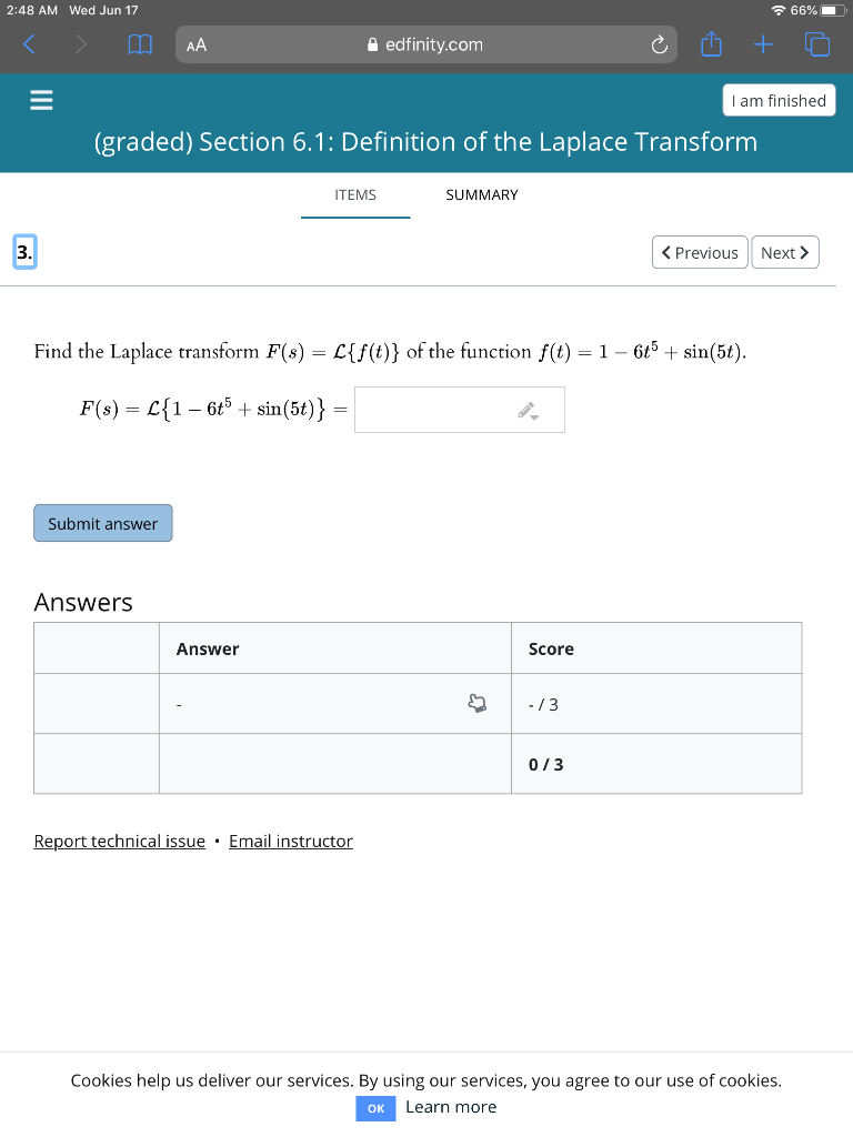 Solved 2:48 AM Wed Jun 17 66% AA edfinity.com am finished | Chegg.com