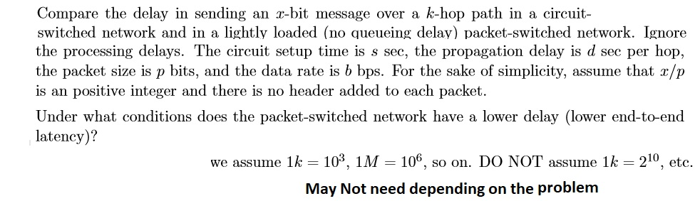Solved Compare the delay in sending an x-bit message over a | Chegg.com