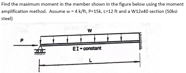 Solved Find the maximum moment in the member shown in the | Chegg.com