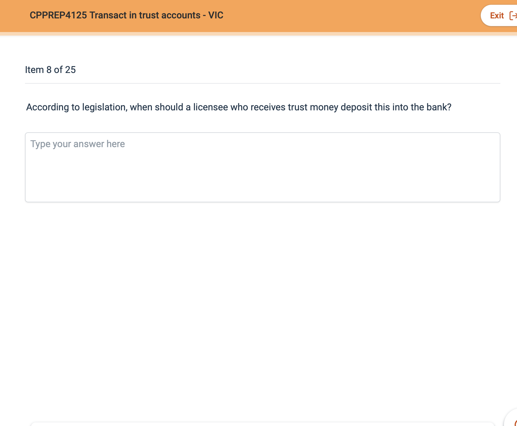 Solved CPPREP4125 Transact in trust accounts - VIC Item 8 of | Chegg.com